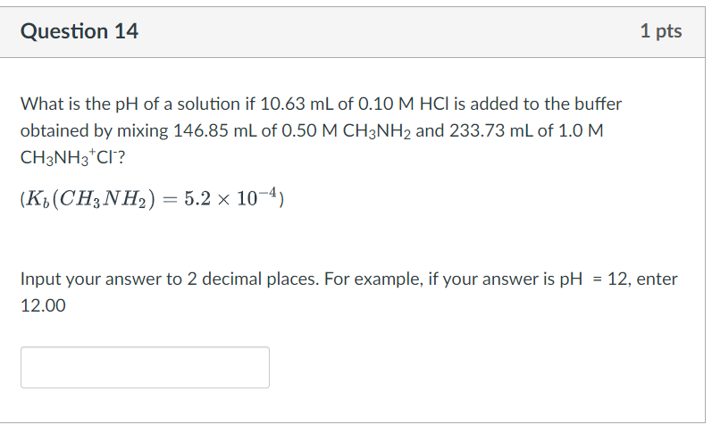Solved What is the pH of a solution if 10.63 mL of 0.10MHCl | Chegg.com
