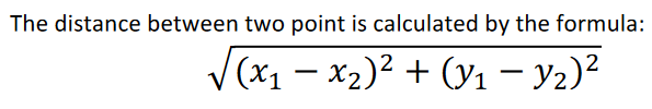 Solved The distance between two point is calculated by the | Chegg.com