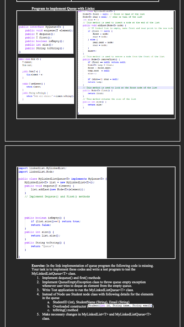 Solved Exercise: In the link implementation of queue program | Chegg.com