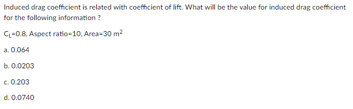 Solved Induced drag coefficient is related with coefficient | Chegg.com