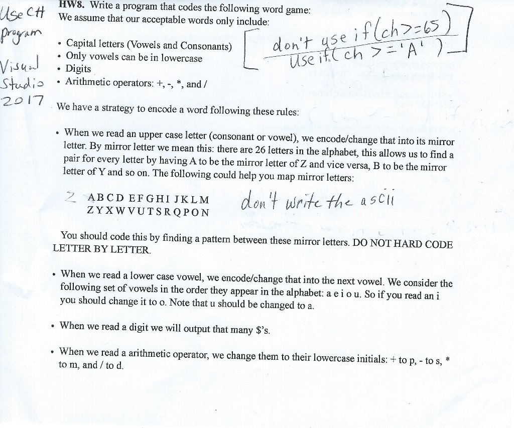 Solved HW8. Write a program that codes the following word | Chegg.com