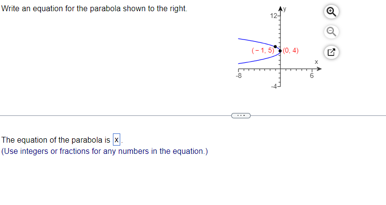 Solved Write an equation for the parabola shown to the | Chegg.com
