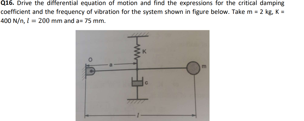 Solved Q16. ﻿Drive the differential equation of ﻿motion and | Chegg.com