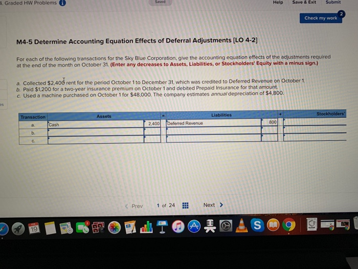 Solved . Graded HW Problems Help Save& Exit Submit Check my | Chegg.com