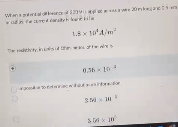 Solved When a potential difference of 200 V is applied | Chegg.com