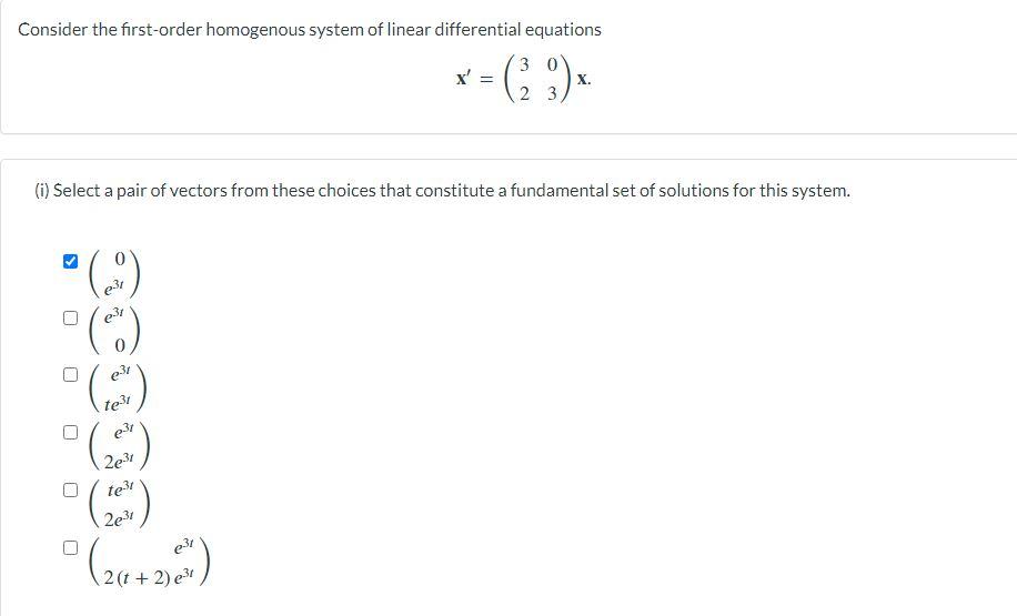 Solved Consider the first-order homogenous system of linear | Chegg.com