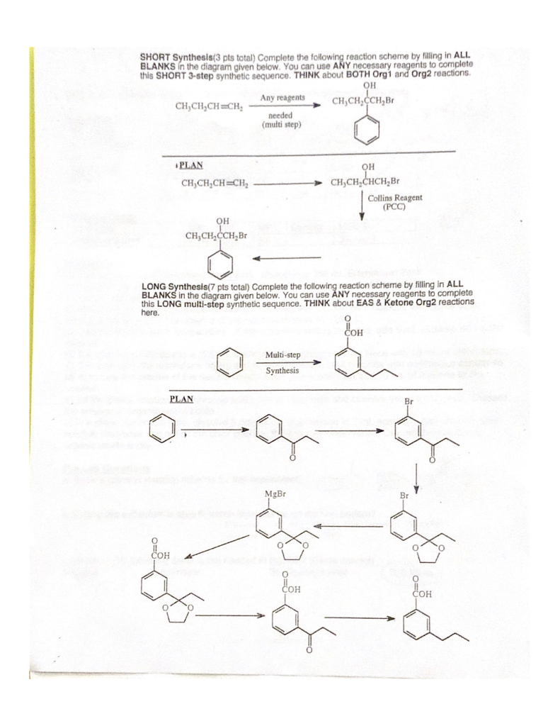 Solved SHORT Synthesis(3 pts total) Complete the f BLANKS in | Chegg.com