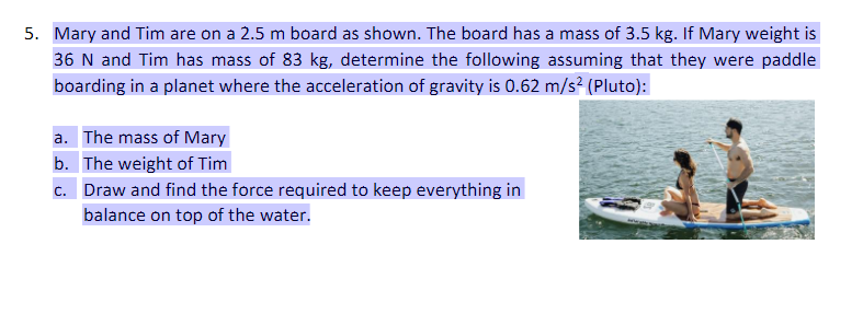 Solved Mary and Tim are on a 2.5m ﻿board as shown. The board | Chegg.com