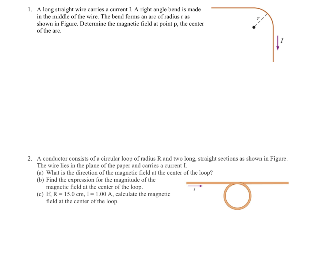 Solved: 1. A Long Straight Wire Carries A Current I. A Rig... | Chegg.com