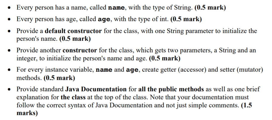 Solved Open the Java file Person.java that is provided. | Chegg.com