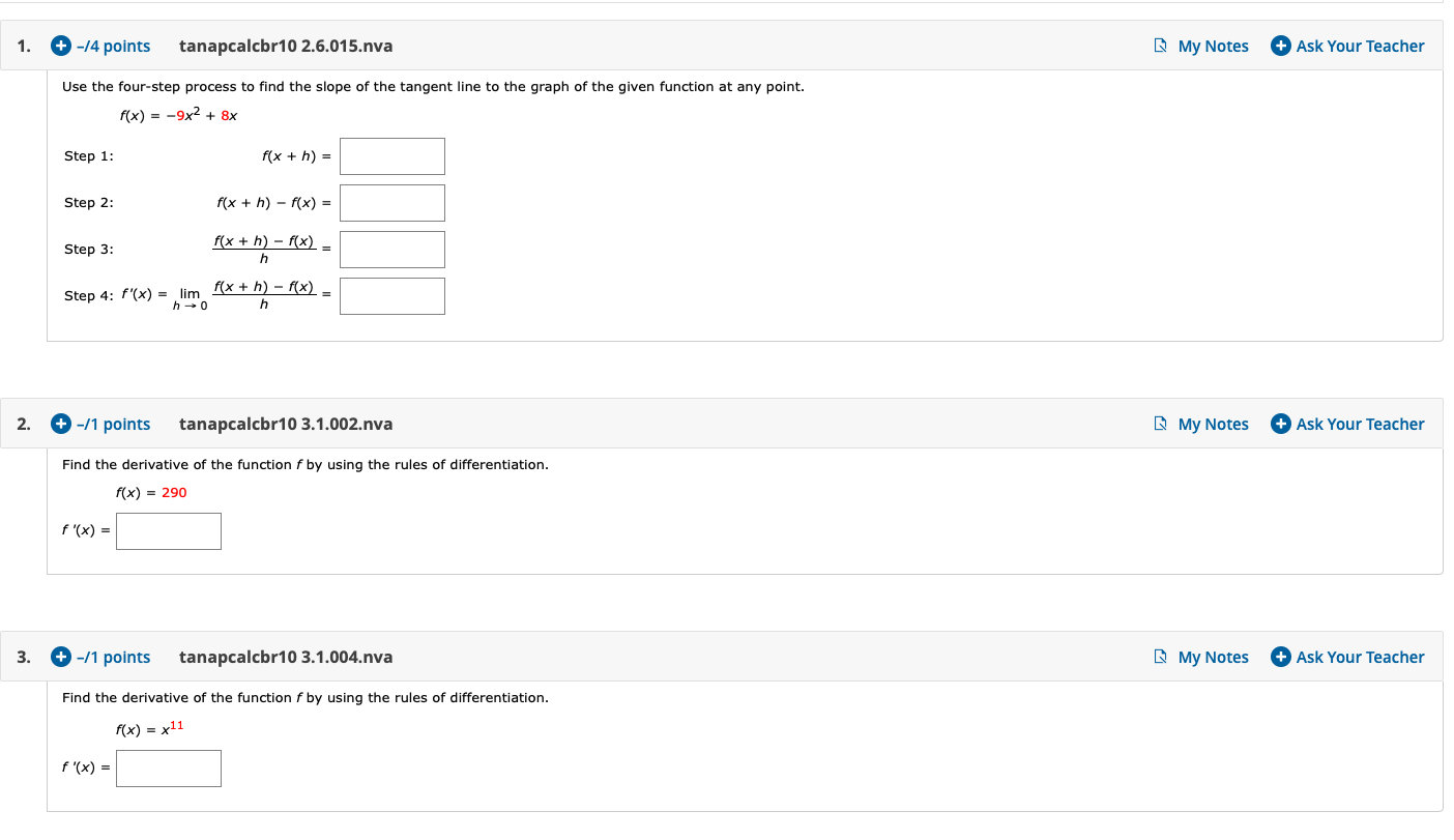 Solved My Notes +-/4 points Ask Your Teacher 1. | Chegg.com