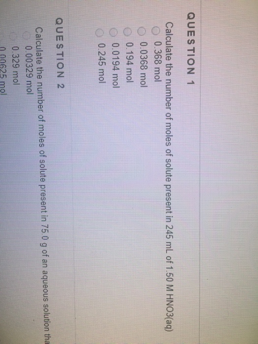 Solved Calculate The Number Of Moles Of Solute Present In