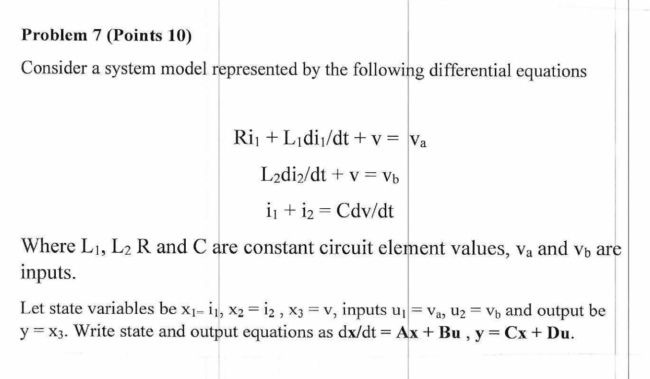 Solved Problem 7 (Points 10) Consider a system model | Chegg.com