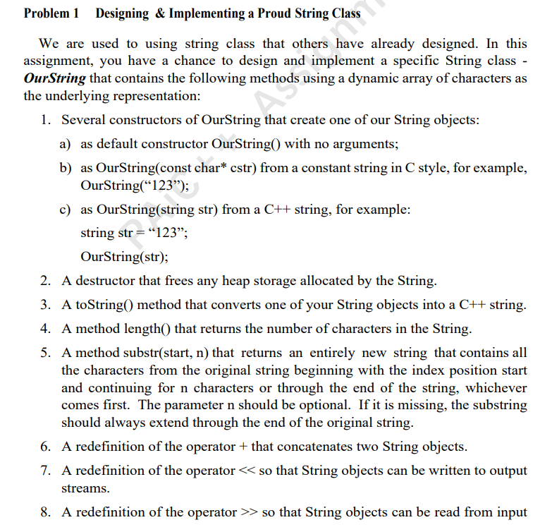 Solved Problem 1 Designing & Implementing a Proud String | Chegg.com