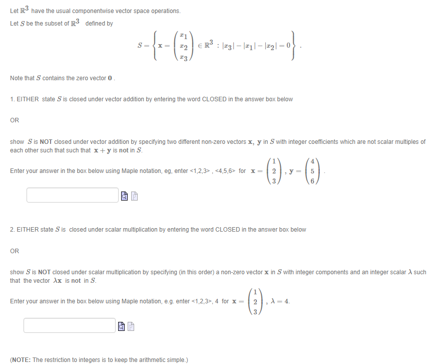 Solved Let R3 have the usual componentwise vector space | Chegg.com