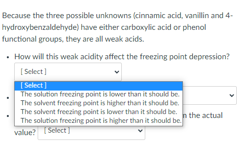 Solved Because the three possible unknowns (cinnamic acid, | Chegg.com