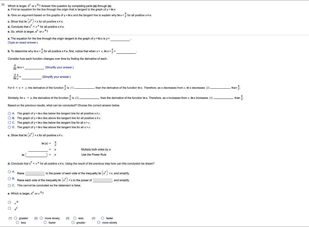 Solved 38. Which is larger. ar ore'? Answer this question by | Chegg.com