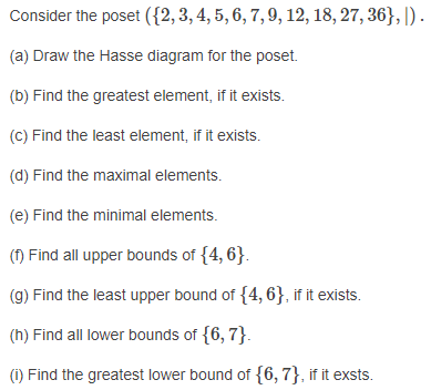 Solved Consider the poset ({2,3,4,5,6,7,9, 12, 18, 27, 36), | Chegg.com