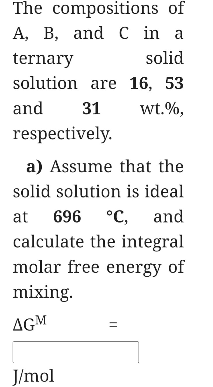 Solved The compositions of A,B, and C in a ternary solid | Chegg.com