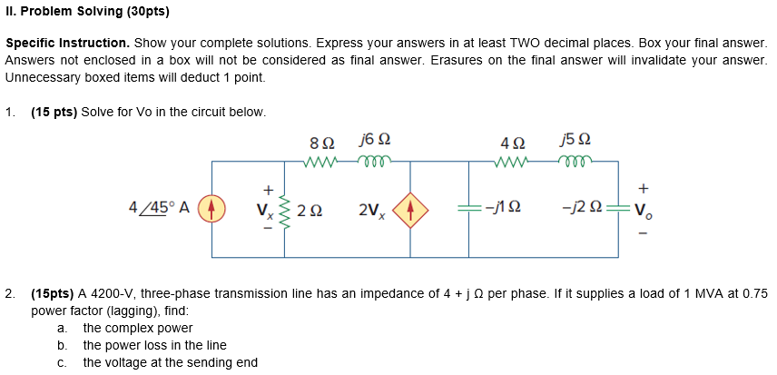 Solved II. Problem Solving (30pts) Specific Instruction. | Chegg.com