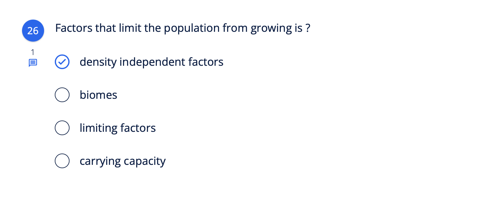 Solved 26 1 Factors that limit the population from growing | Chegg.com