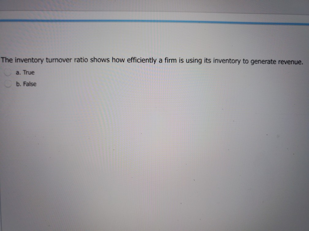 Solved The inventory turnover ratio shows how efficiently a | Chegg.com