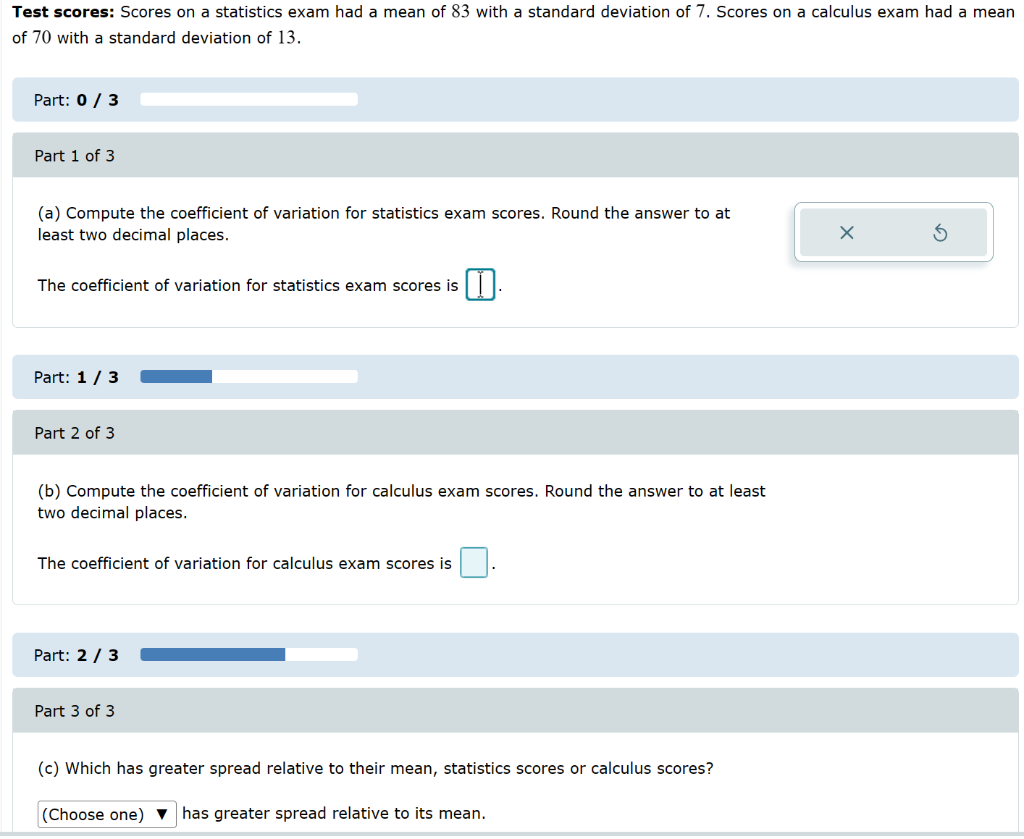 Solved Test scores: Scores on a statistics exam had a mean | Chegg.com