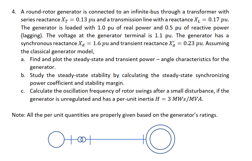 Solved A round-rotor generator is connected to an | Chegg.com