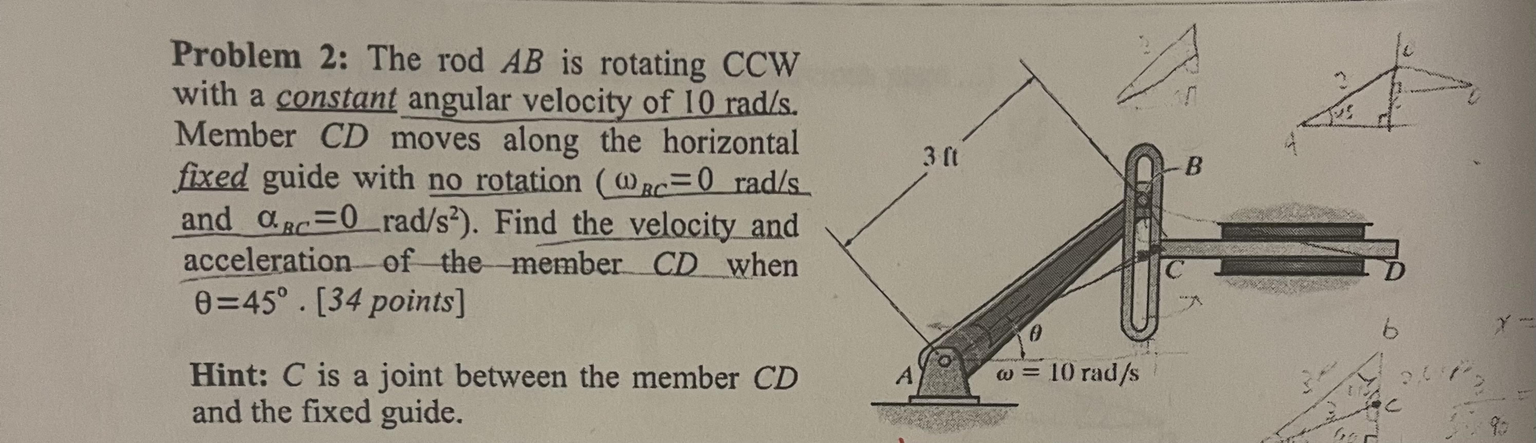 Problem 2: The rod AB is rotating CCW with a constant | Chegg.com
