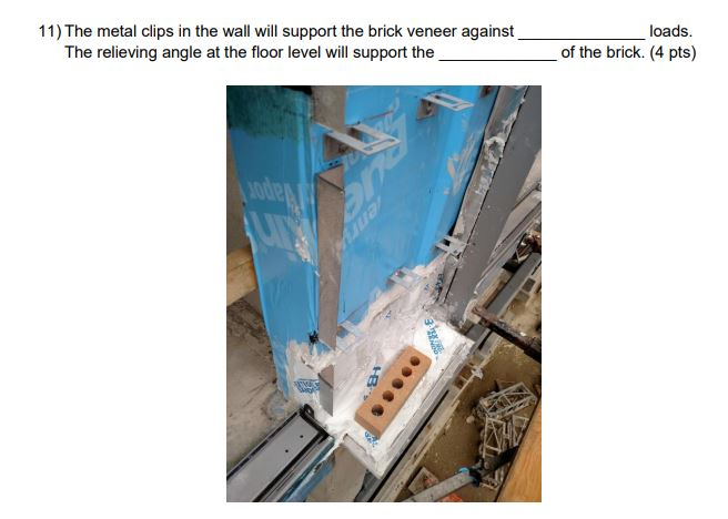 Solved 11) The metal clips in the wall will support the | Chegg.com