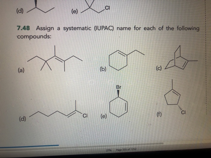 Solved 7.48 Assign a systematic (IUPAC) name for each of the | Chegg.com