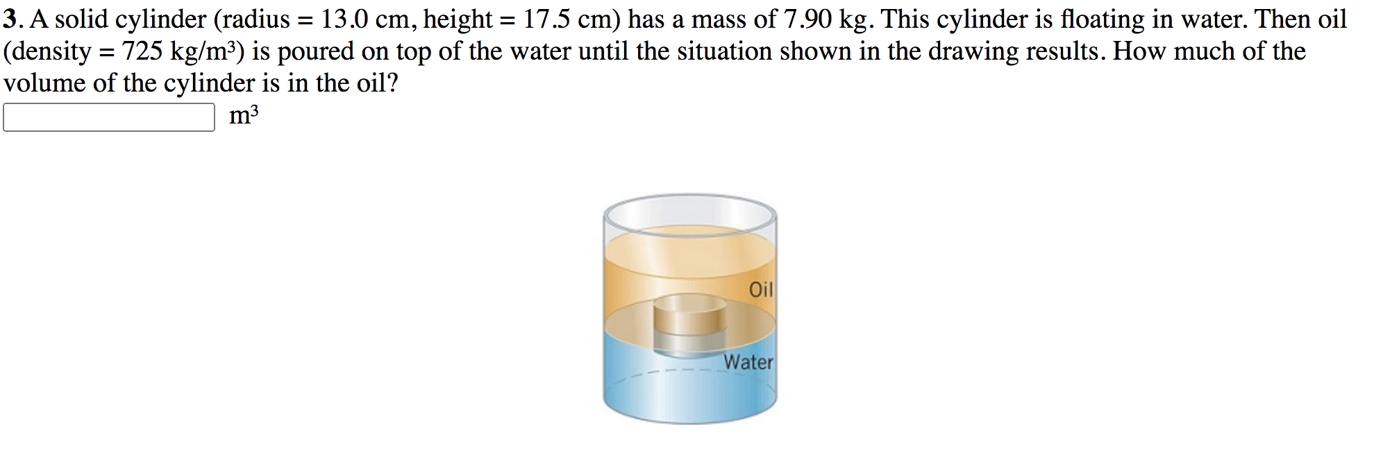 Solved 3. A solid cylinder (radius = 13.0 cm, height = 17.5 | Chegg.com