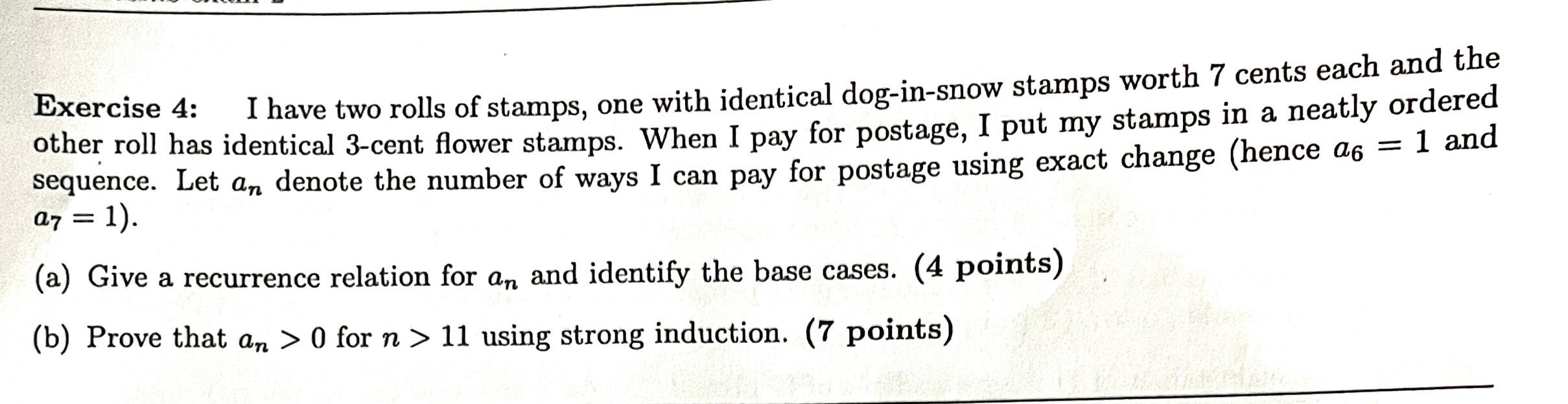Solved Exercise 4: I have two rolls of stamps, one with | Chegg.com