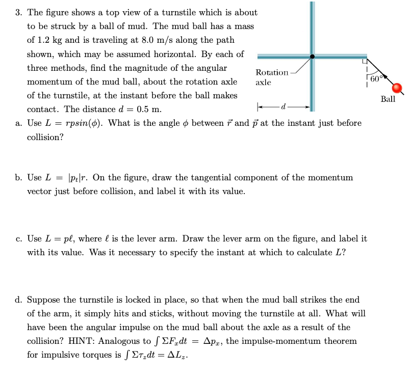 Solved 3. The figure shows a top view of a turnstile which | Chegg.com