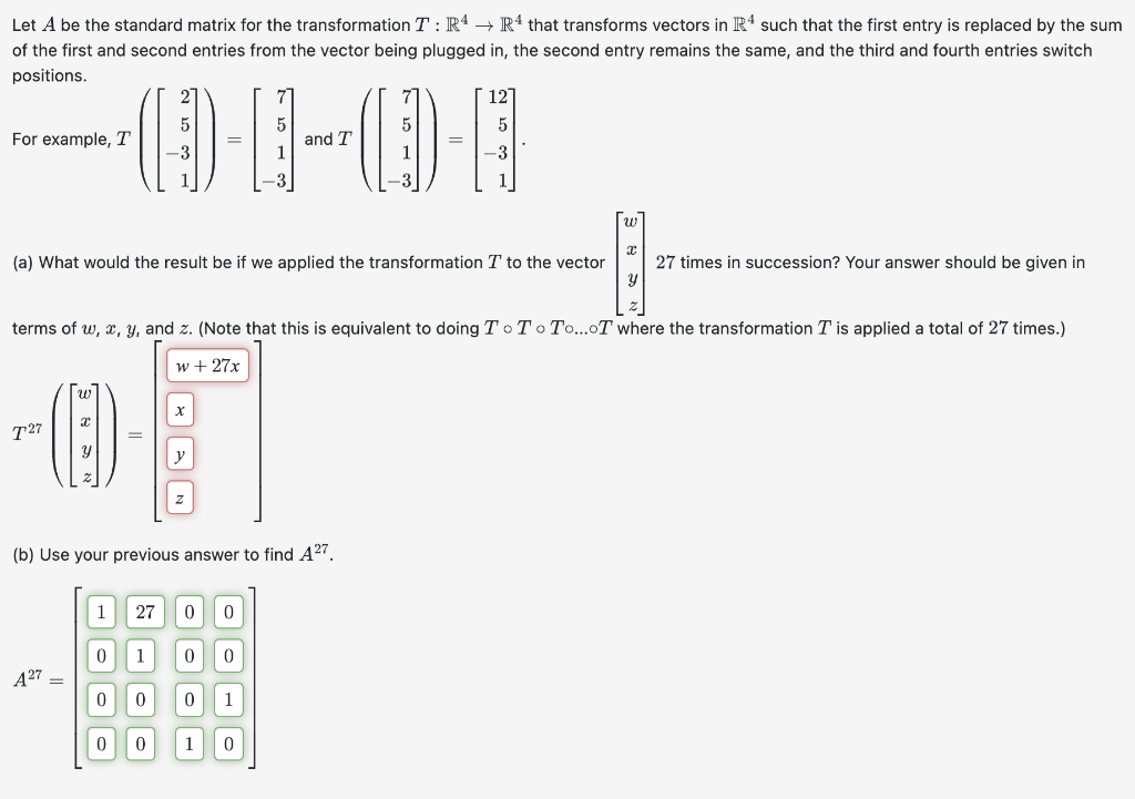 Solved Let A be the standard matrix for the transformation | Chegg.com