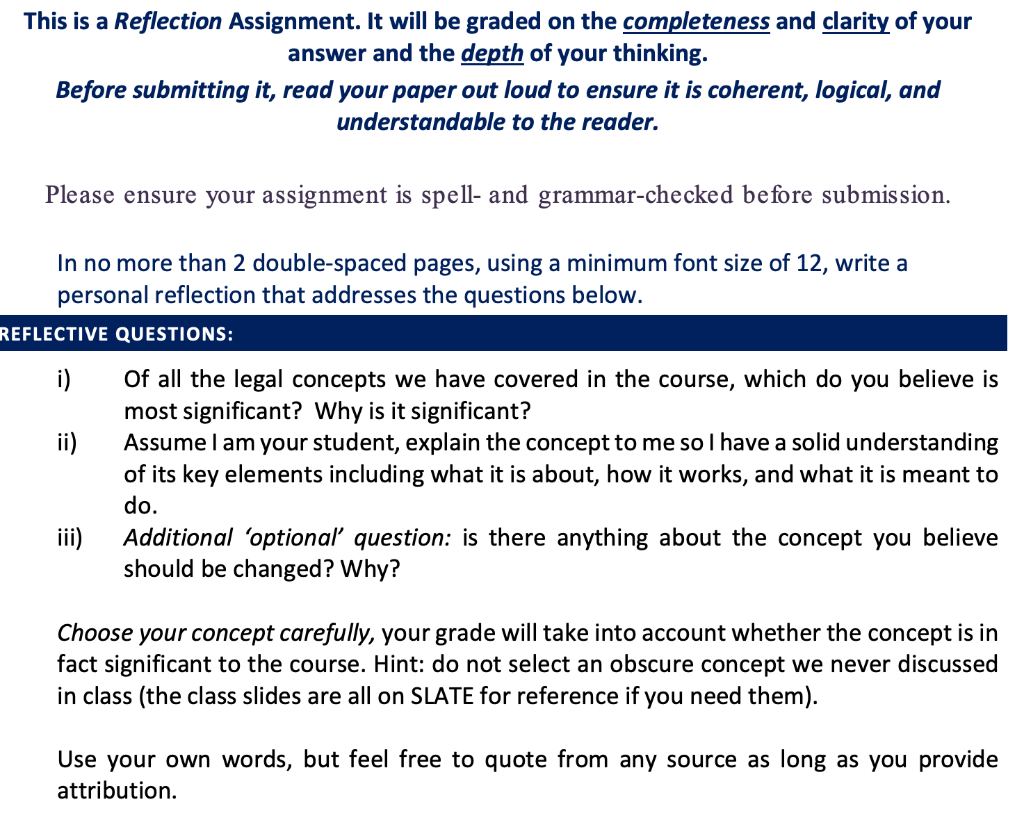 This is a Reflection Assignment. It will be graded on | Chegg.com