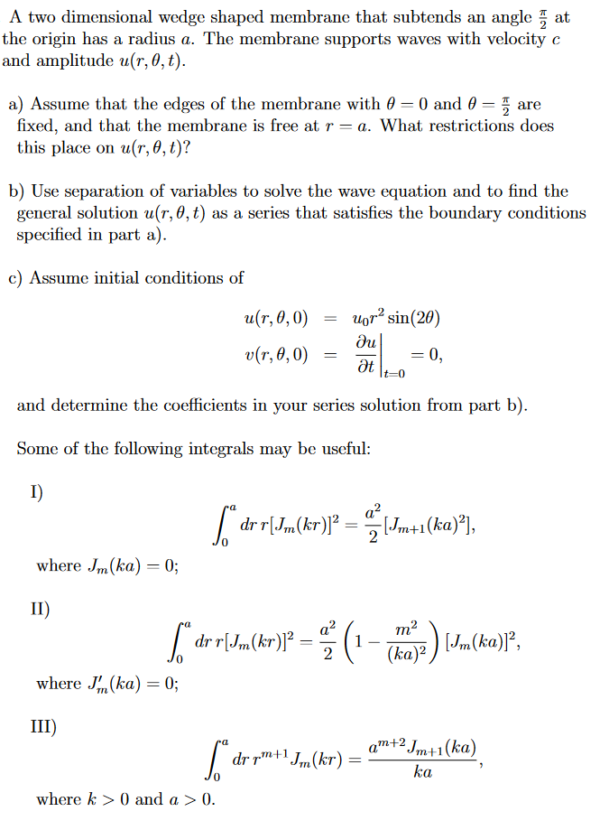 A two dimensional wedge shaped membrane that subtends | Chegg.com