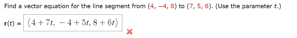 Solved Find a vector equation for the line segment from | Chegg.com