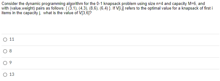 Solved Why Is 01 Knapsack Algorithm A Dynamic Programming 4461