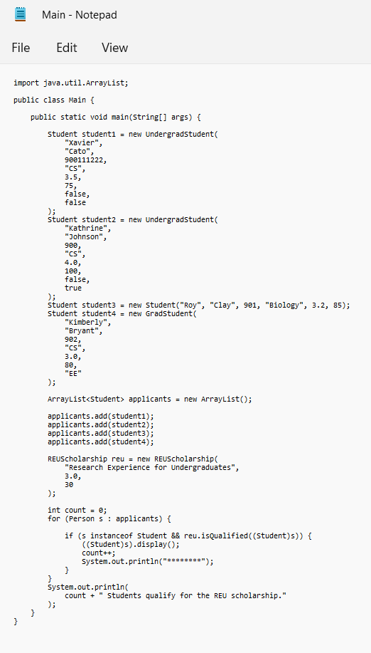 Solved The project has files; main, student, person, | Chegg.com