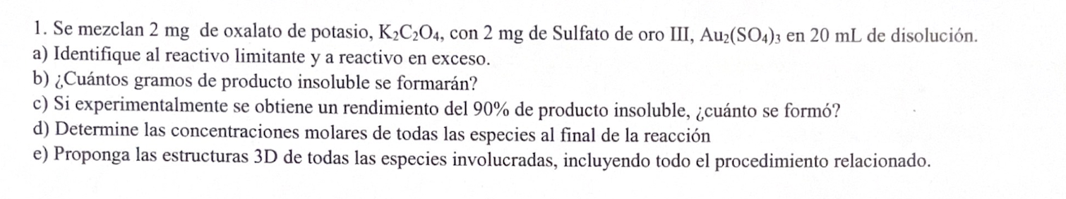 Se ﻿mezclan 2 mg de ﻿oxalato de ﻿potasio, K2C2O4, | Chegg.com