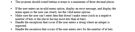 Solved A project to manage a baseball team's information (1) | Chegg.com