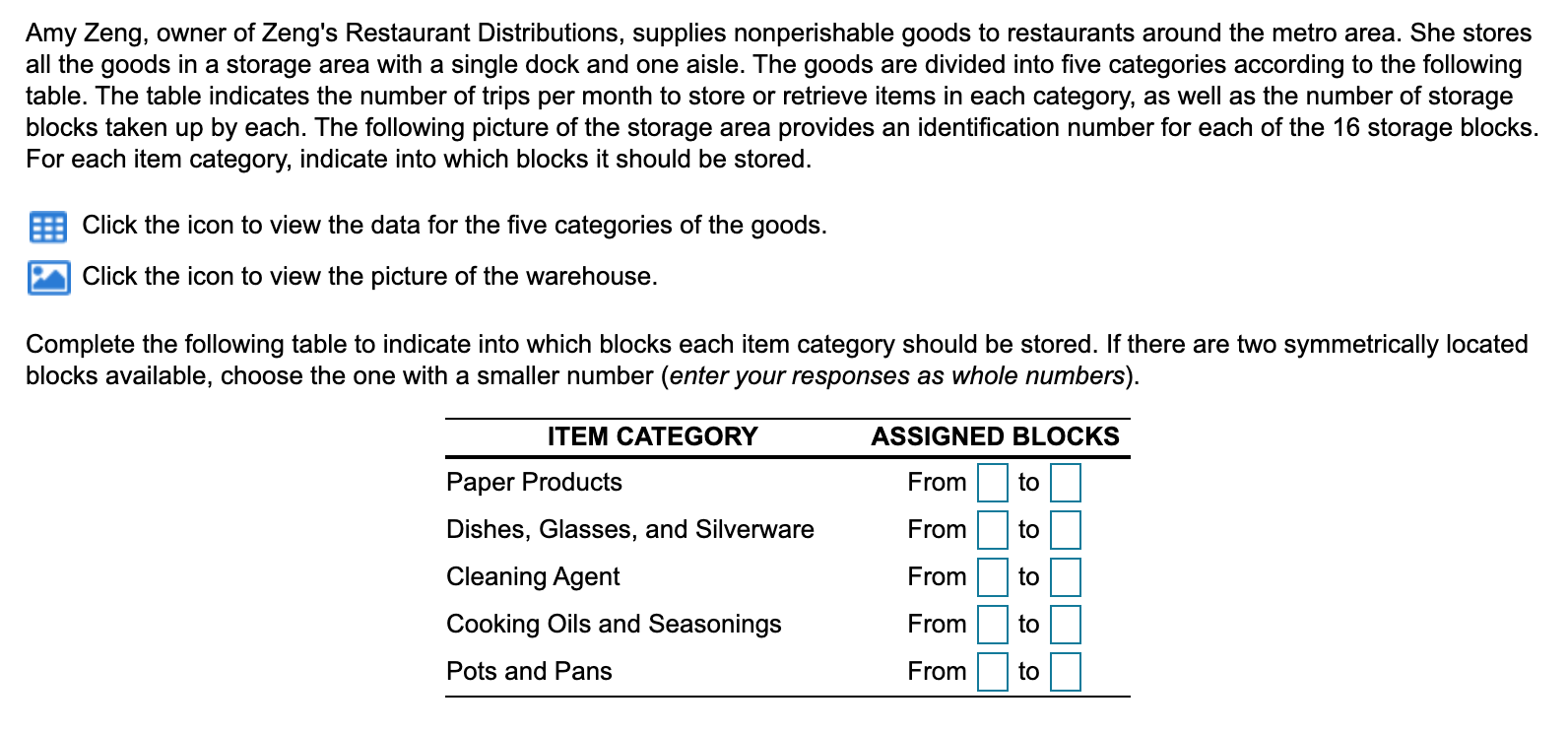 Solved Amy Zeng, owner of Zeng's Restaurant Distributions, | Chegg.com