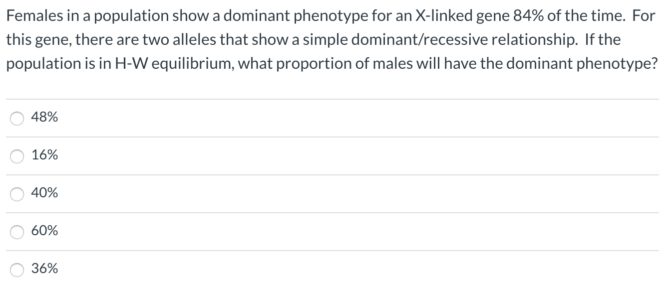 Solved Females in a population show a dominant phenotype for | Chegg.com