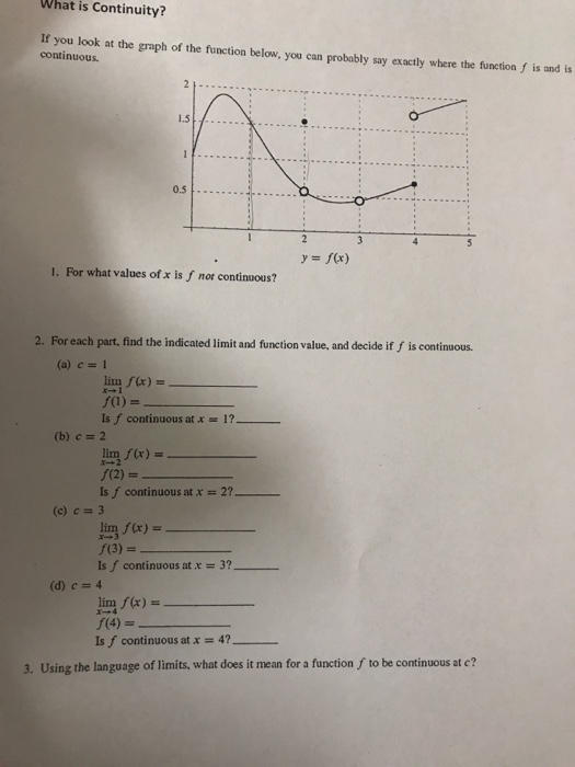 Solved What is Continuity? If you look at the graph of the | Chegg.com