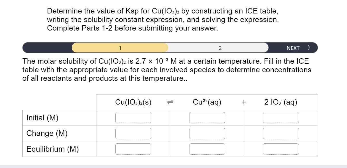 Solved Determine the value of Ksp for Cu(IO3)2 by | Chegg.com