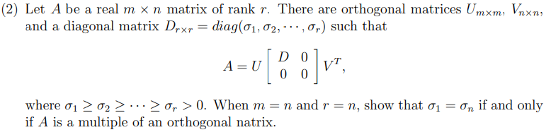 Solved 2) Let A be a real m×n matrix of rank r. There are | Chegg.com