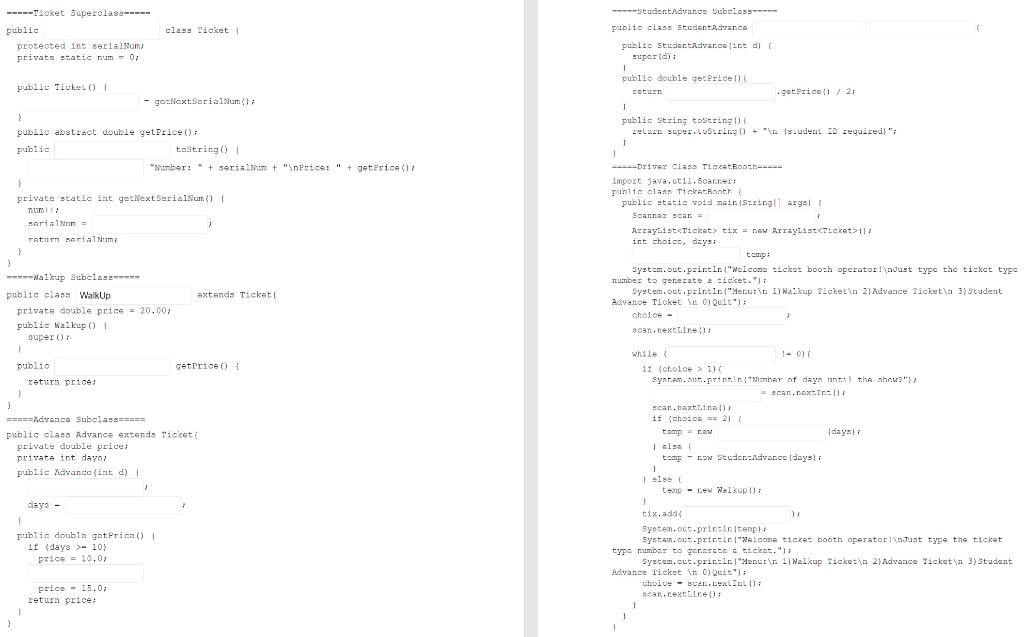 Solved The following program represents tickets for sporting | Chegg.com