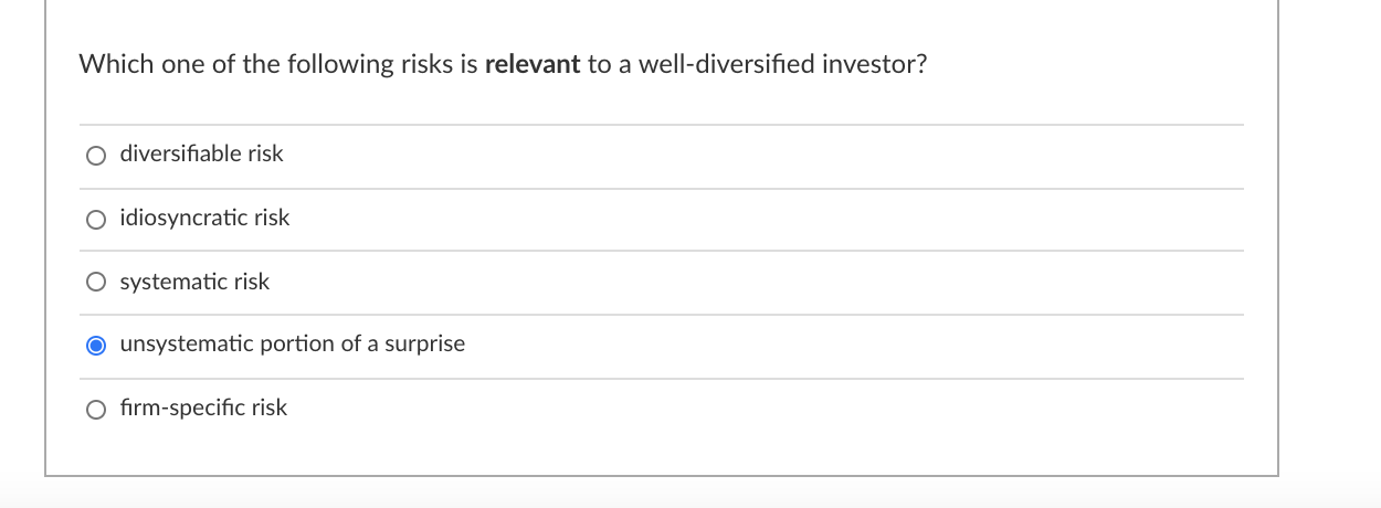 Solved Which one of the following risks is relevant to a | Chegg.com