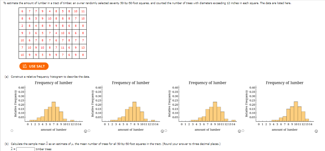 Solved To estimate the amount of lumber in a tract of | Chegg.com
